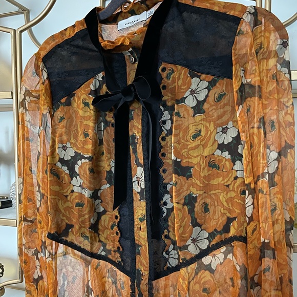 Coach | Tops | Designer Coach Floral Lace Sheer Top | Poshmark